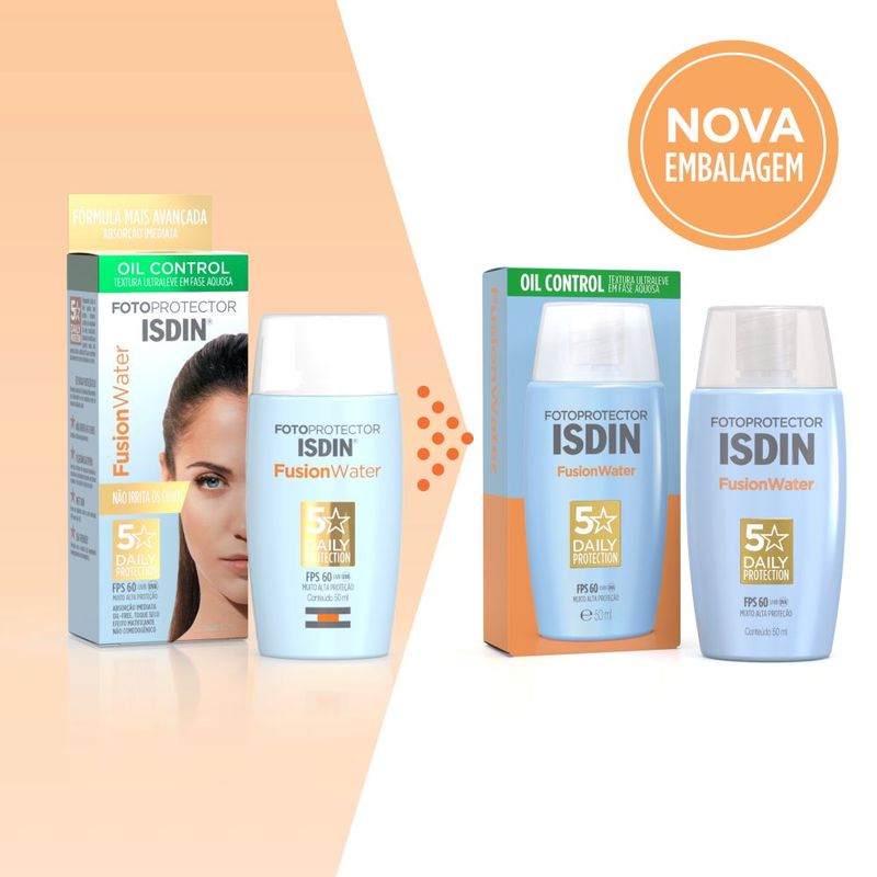 Protetor Solar Facial Isdin - Fotop Fusion Water 5 Stars FPS60 - Época Cosméticos | Época Cosméticos